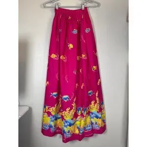 Vintage | Skirts | Vintage Tropical Fish Print Maxi Skirt Xxs Sea ...